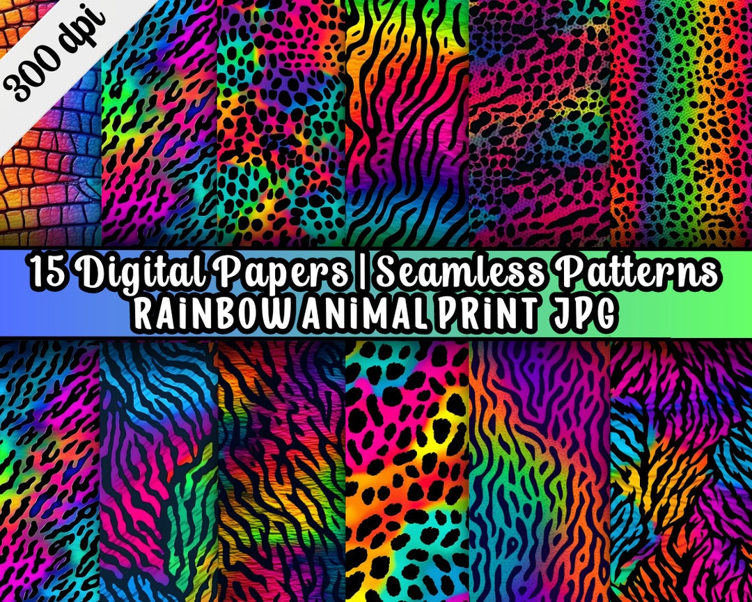 Digital Papers Animal Print, Rainbow, Free Commercial Use, Cheetah ...