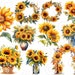 Watercolor Sunflowers Clipart Bundle Flowers Sunflowers Clip Art Yellow ...