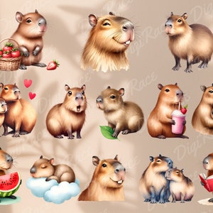 Clip Art Capybara, 300DPI, Free Commercial Use, Png, Cute Clipart ...