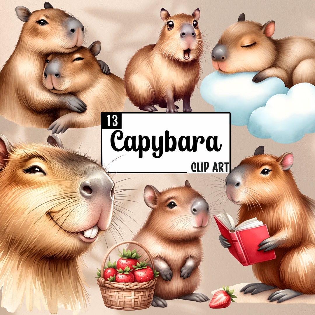Clip Art Capybara, 300DPI, Free Commercial Use, Png, Cute Clipart ...