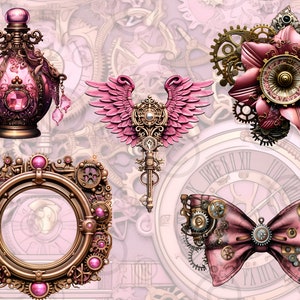 Clip Art Steampunk Pink 300DPI Transparent Background Free Commercial ...