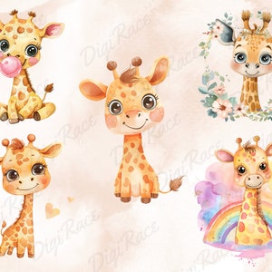 Clip Art Baby Giraffe, 300DPI, Free Commercial Use, Kawaii Png, Cute ...