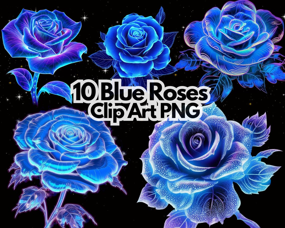 Clip Art Blue Roses Neon Flowers Transparent Background Clip Art Free ...
