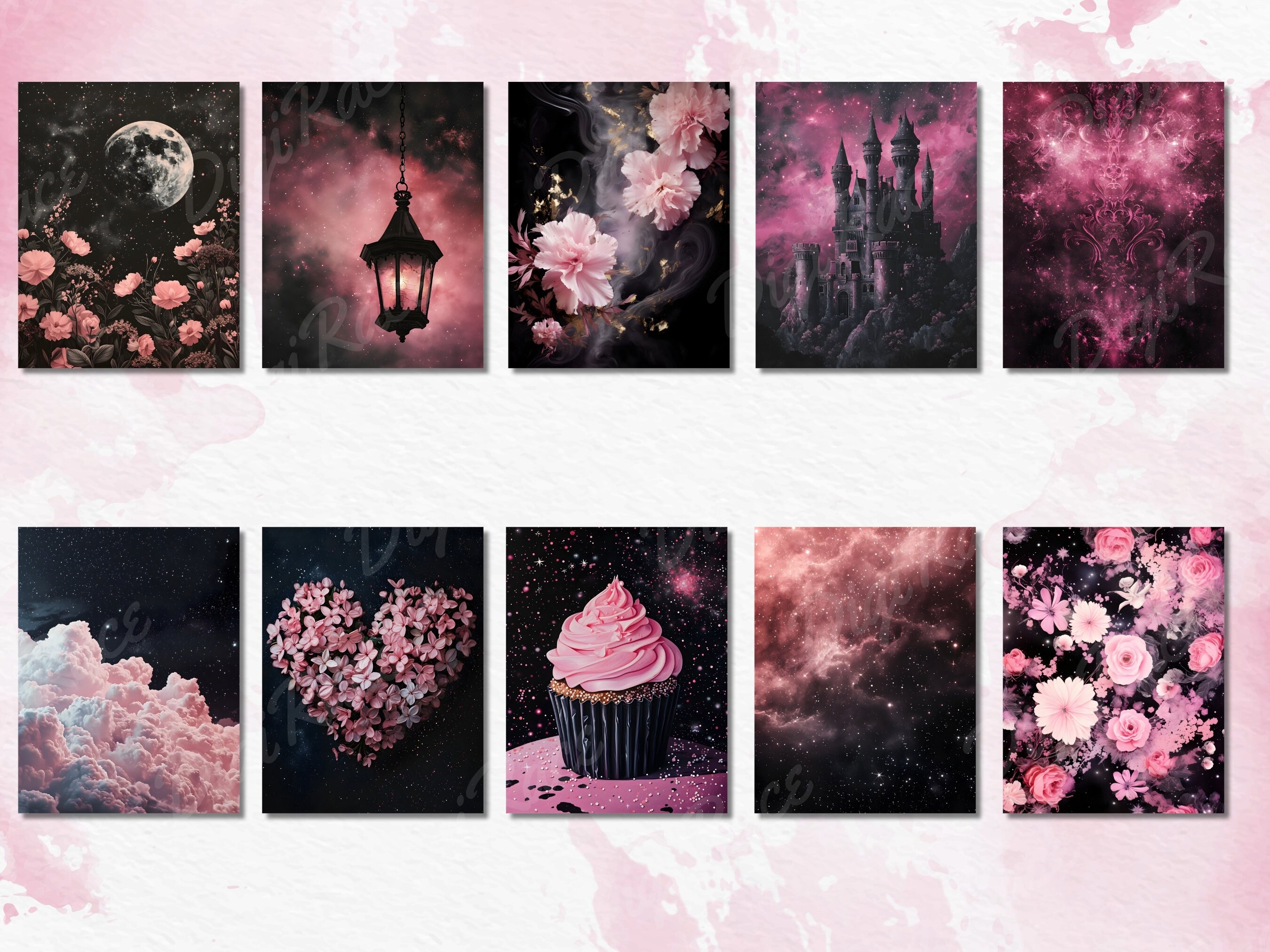 Black Pink Digital Papers Bundle, Junk Journal Pages, Scrapbooking, US ...