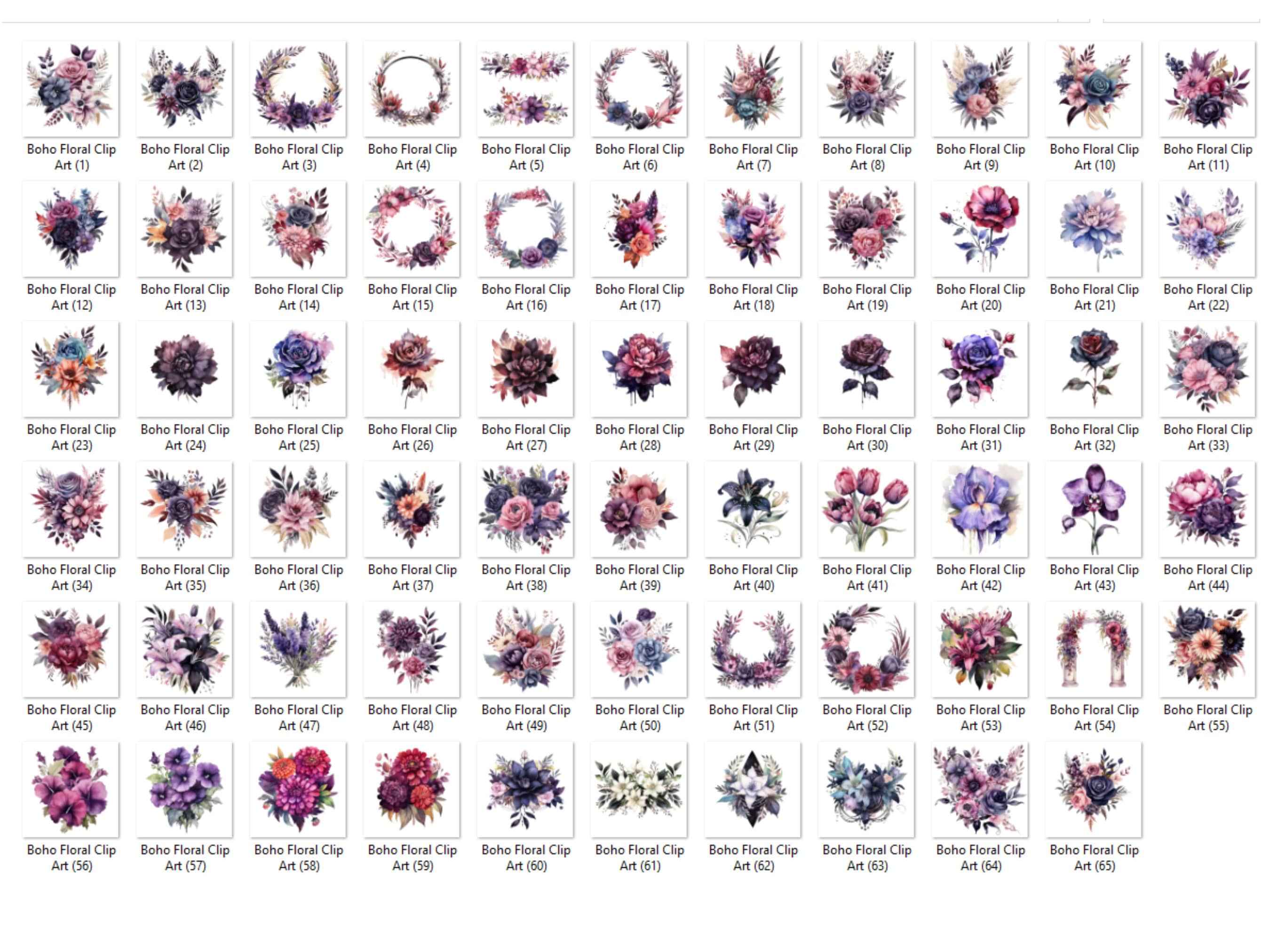 Clip Art Flowers Watercolor Floral Boho Clip Art Free - Etsy