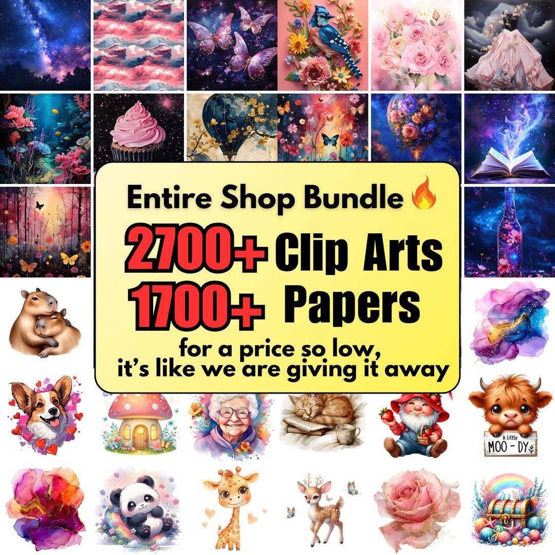 Entire Store Clip Art Big Bundle, Junk Journal Pages, Scrapbooking ...