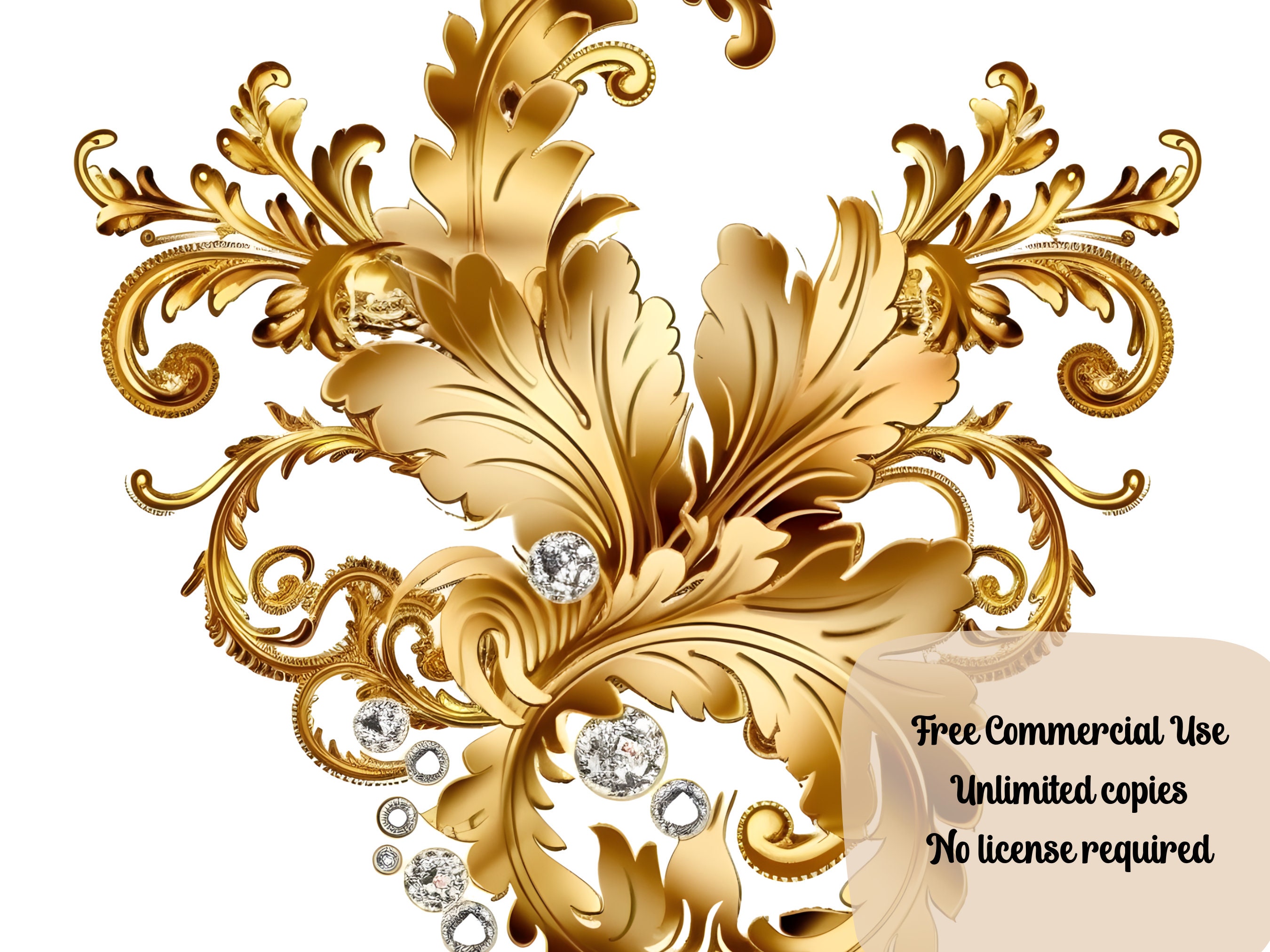 Clipart Rococo Gold Elements 300 DPI Transparent Background - Etsy