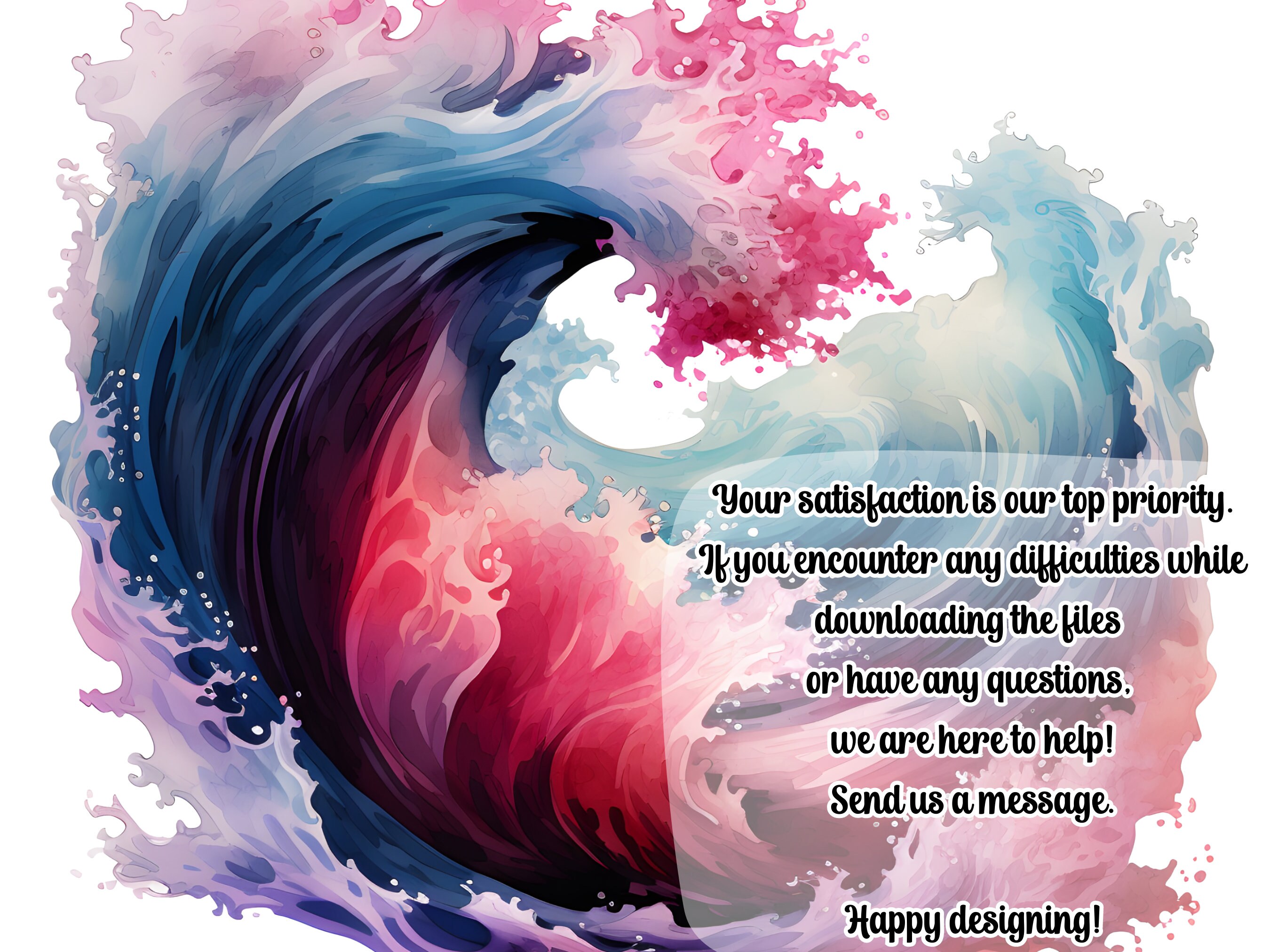 Clip Art Sea Wave Watercolor 300dpi Pink Blue Water Ocean - Etsy