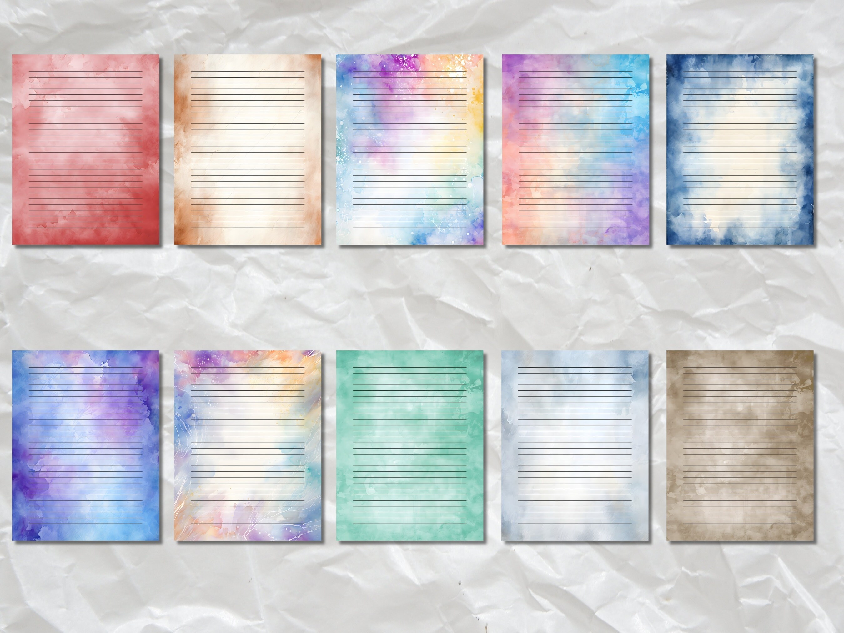 Watercolor Lined Digital Printable Portrait Paper Paper Pastel Texture ...
