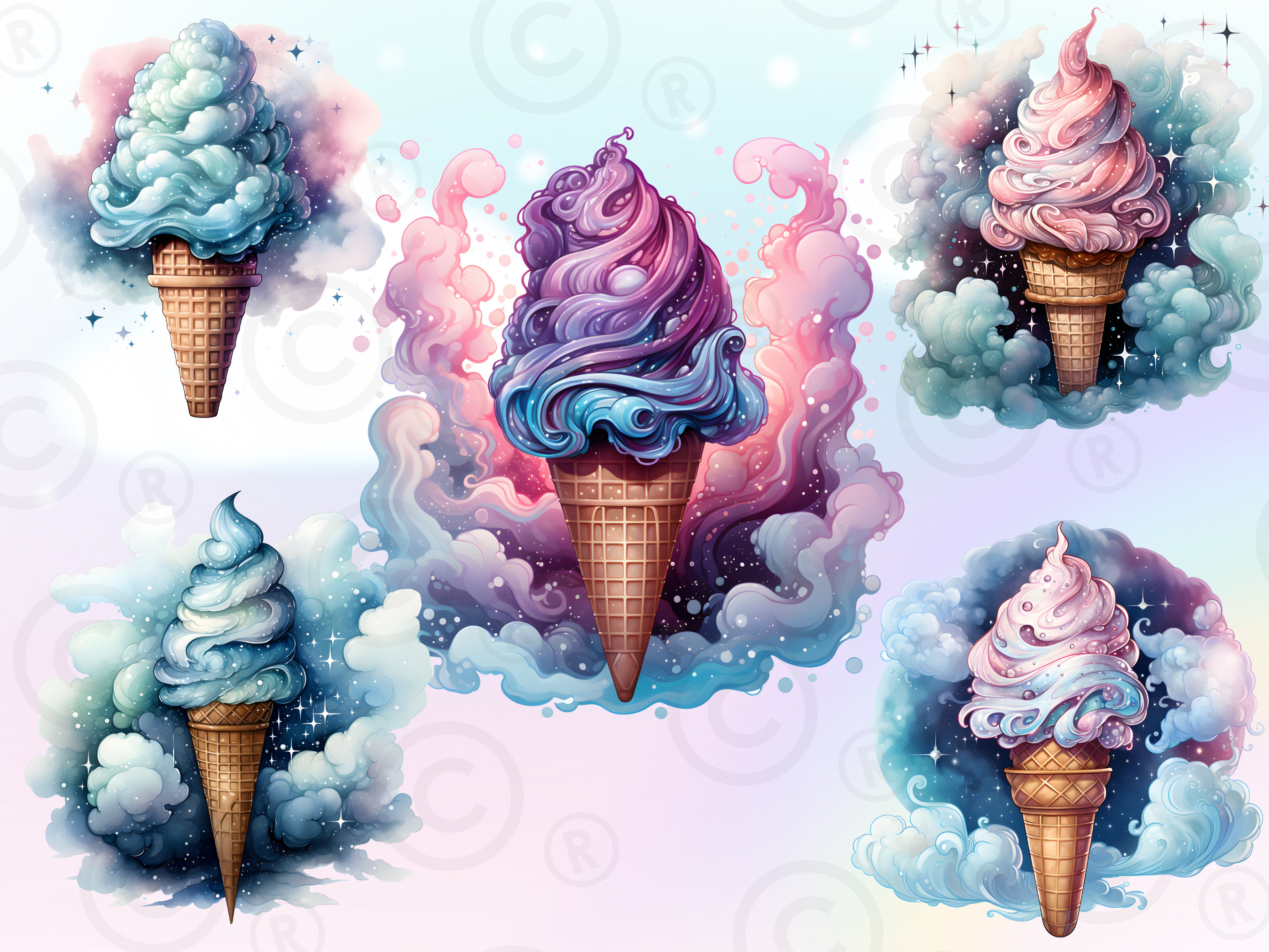 Clip Art Ice Cream Stardust 300dpi Free Commercial Use Dessert Cosmic ...