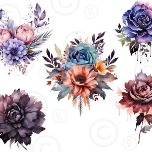 Clip Art Flowers Watercolor Floral Boho Clip Art Free Commercial Use ...