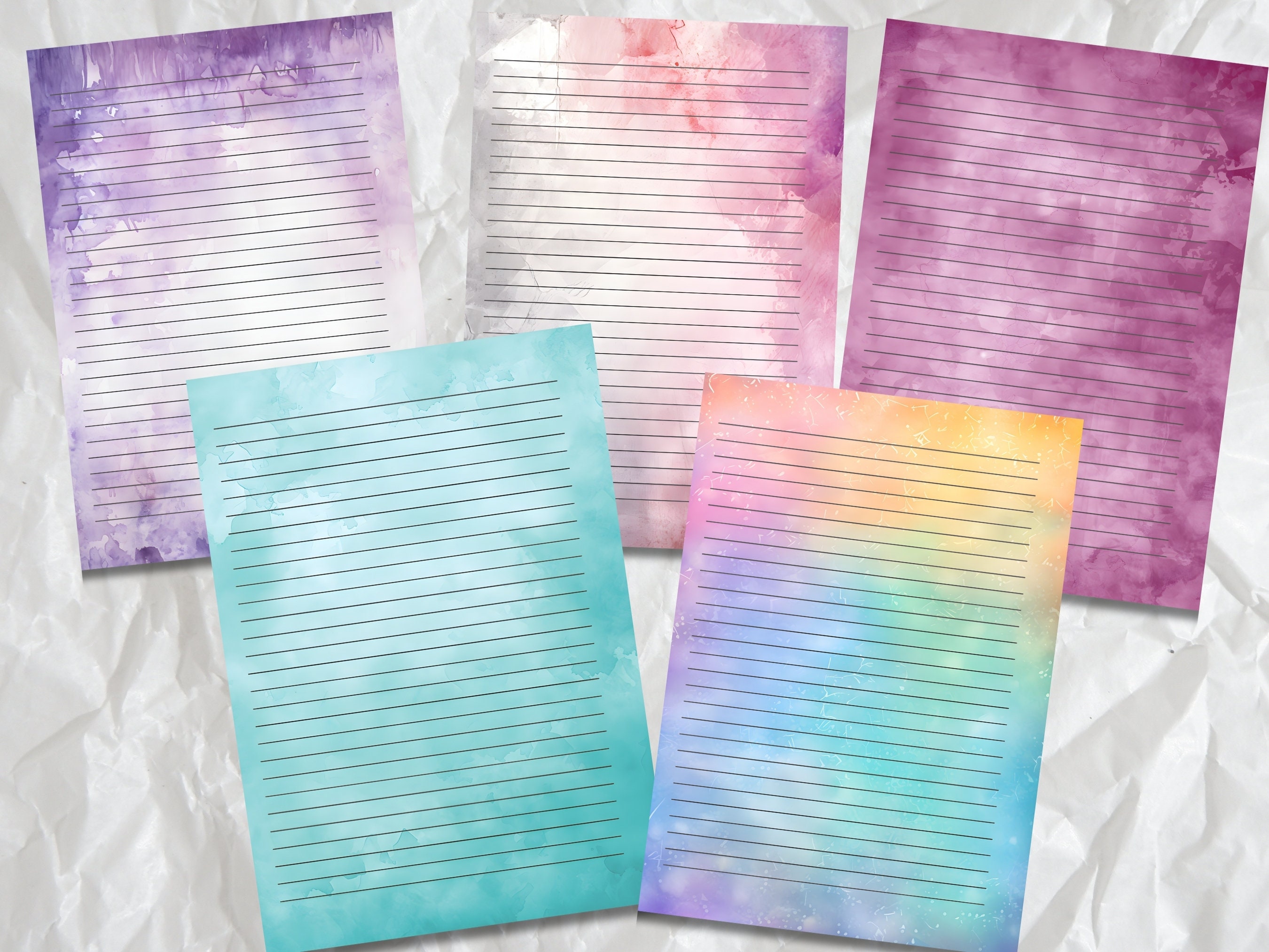 Watercolor Lined Digital Printable Portrait Paper Paper Pastel Texture ...