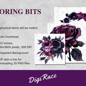 Clip Art Gothic Flowers Design, Dark Fantasy Clipart, Witch, Halloween ...