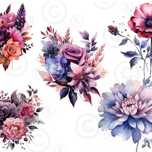 Clip Art Flowers Watercolor Floral Boho Clip Art Free Commercial Use ...