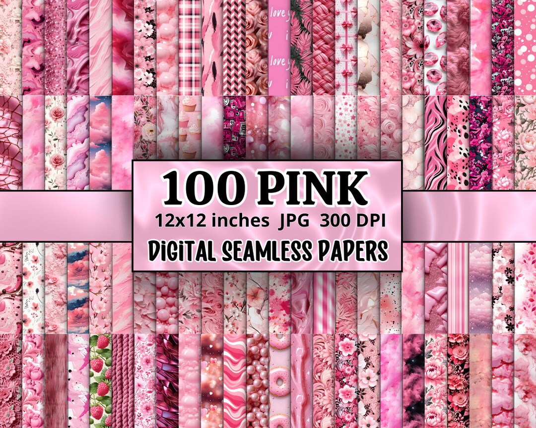 Pink Seamless Digital Papers for Scrapbooking, Printing, Junk Journal ...