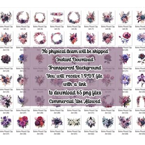 Clip Art Flowers Watercolor Floral Boho Clip Art Free Commercial Use ...