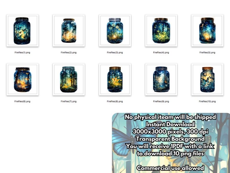 Clip Art Fireflies Butterflies Enchanted Forest Magical Clipart Bundle ...