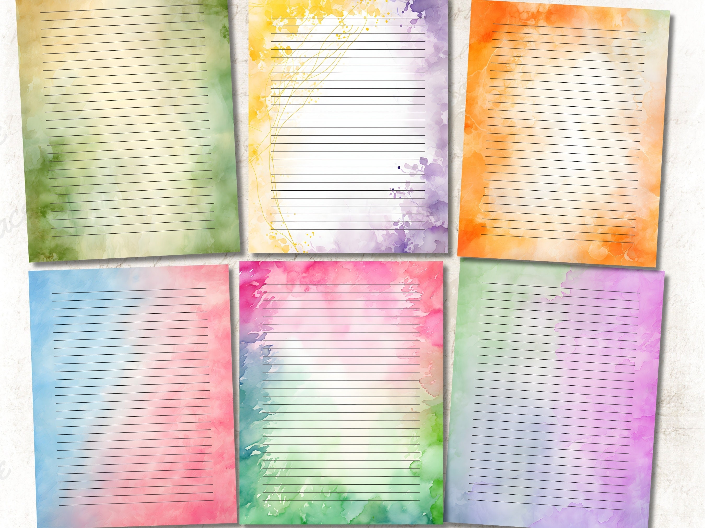 Watercolor Lined Digital Printable Portrait Paper Paper Pastel Texture ...