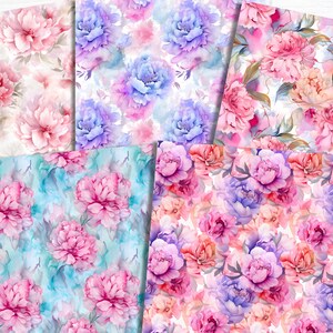 Digital Papers Peonies, Seamless Flowers, Repeating Patterns, Tiles ...