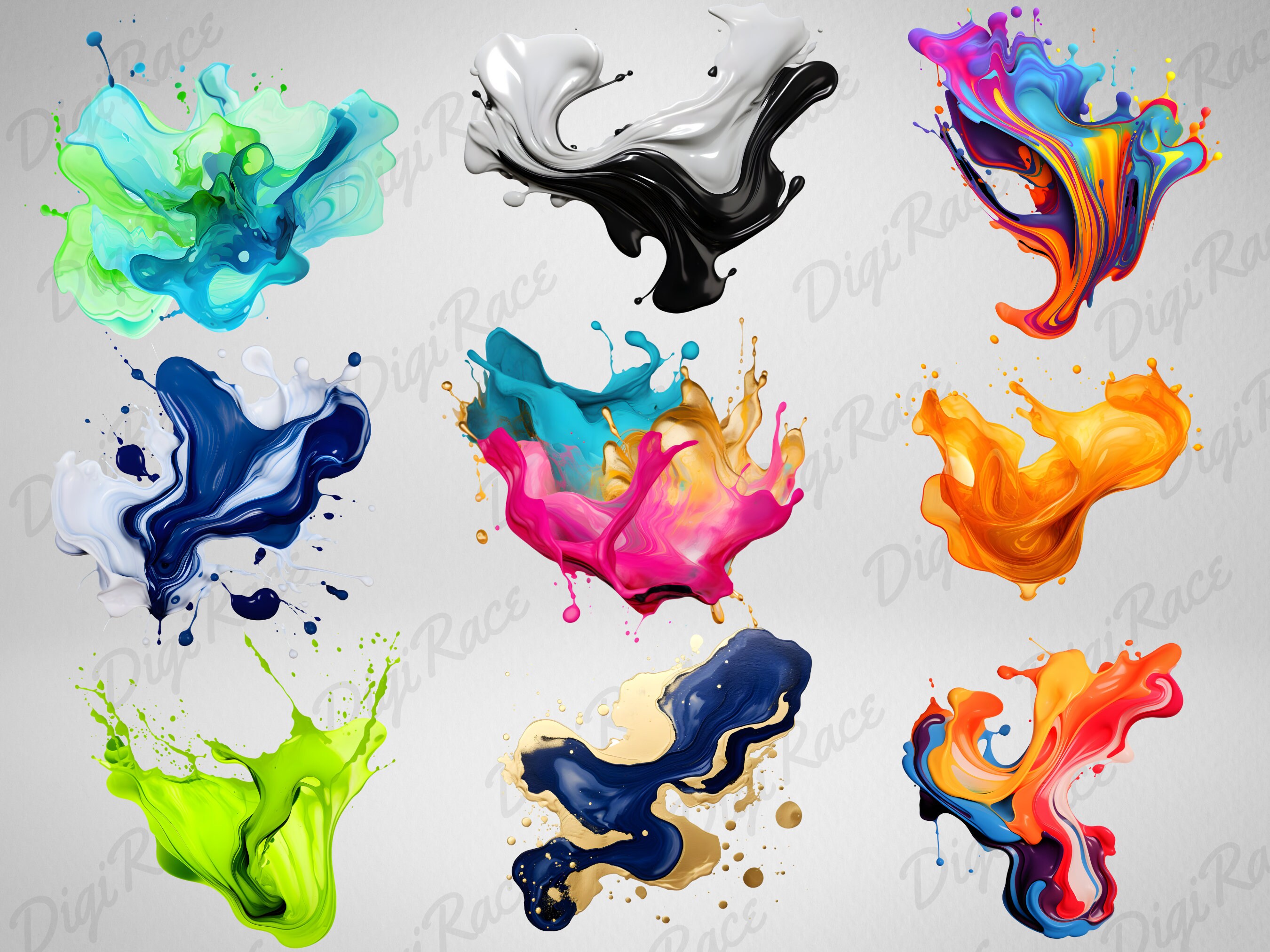 Clip Art Color Splash Paint Splatter for Cards and Sublimation, Clip ...