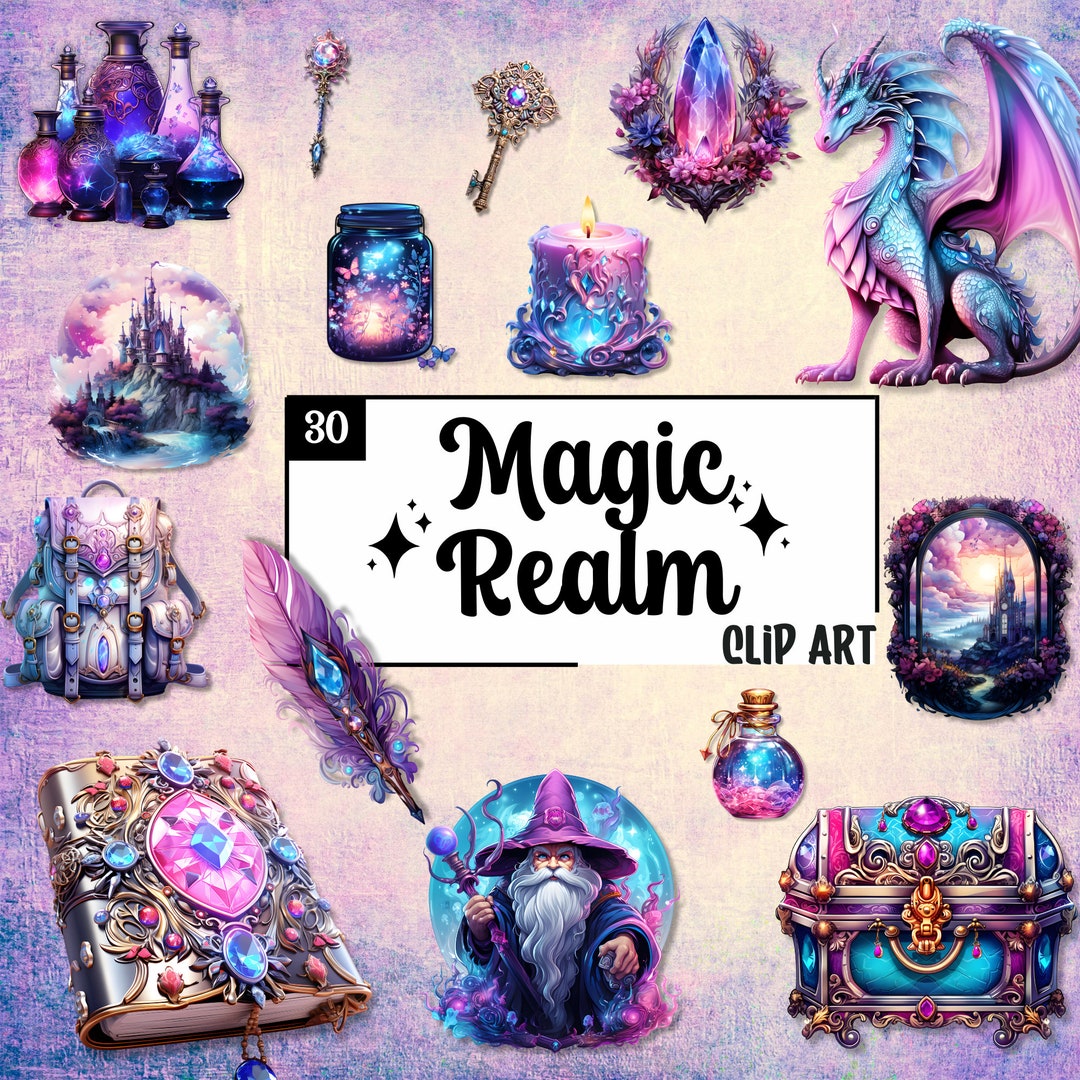 Clip Art Magic Realm, Fantasy World, Enchanted Illustrations, Digital ...