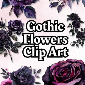 Clip Art Gothic Flowers Design, Dark Fantasy Clipart, Witch, Halloween ...