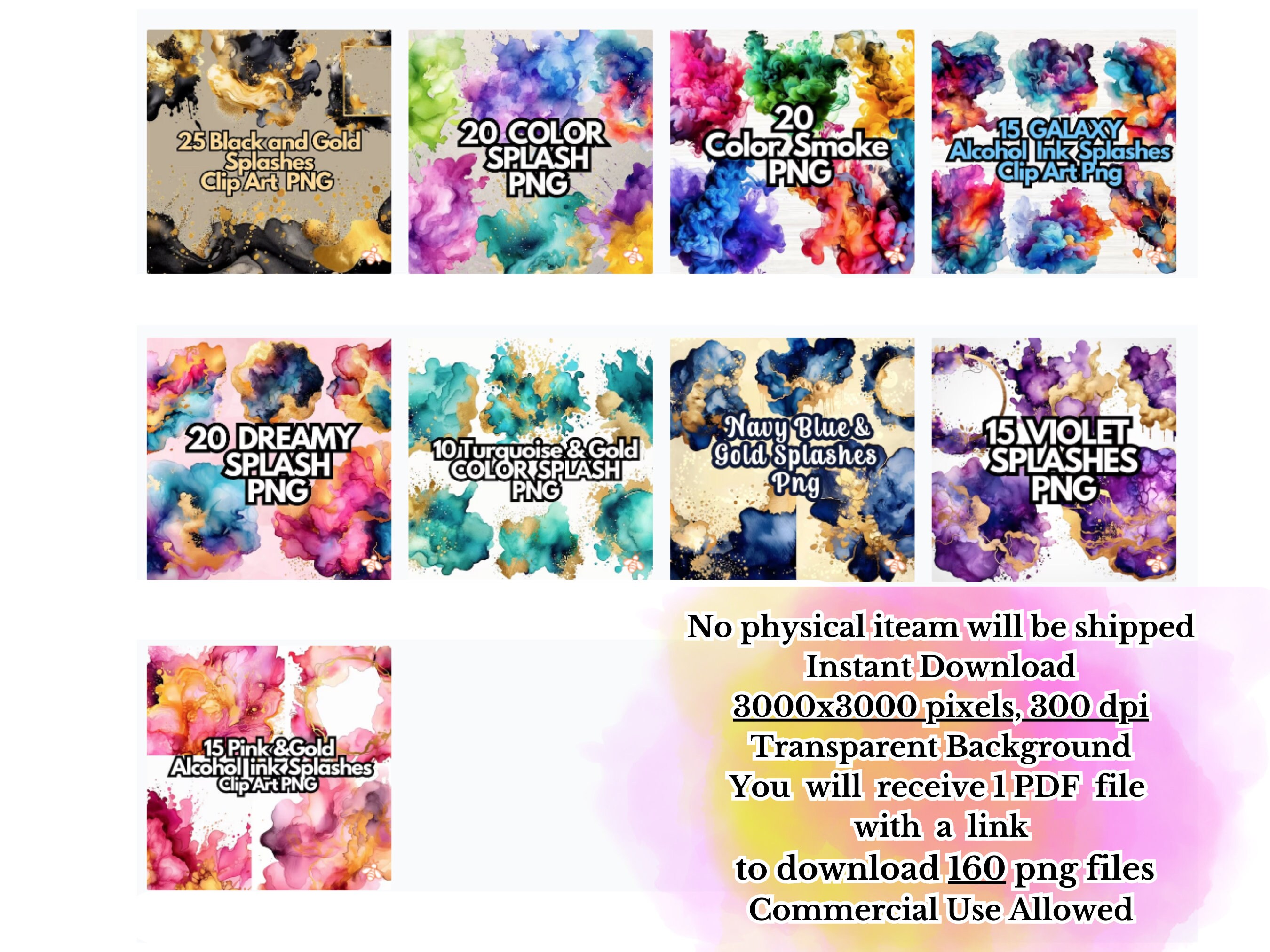 Clip Art Color Splash, Discount Bundle, Design Graphics Splatter Paint ...