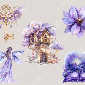 Clip Art Fairy Garden, Watercolor Clipart Bundle, Digital Download ...