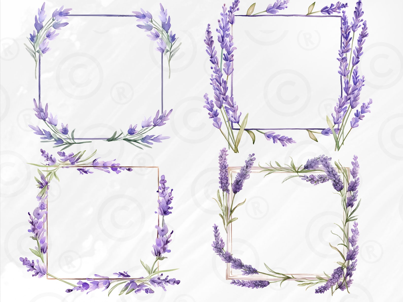 Clip Art Frames Lavender Watercolor Clipart Floral Purple - Etsy
