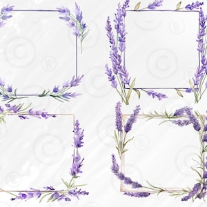 Clip Art Frames Lavender Watercolor Clipart Floral Purple Graphic ...