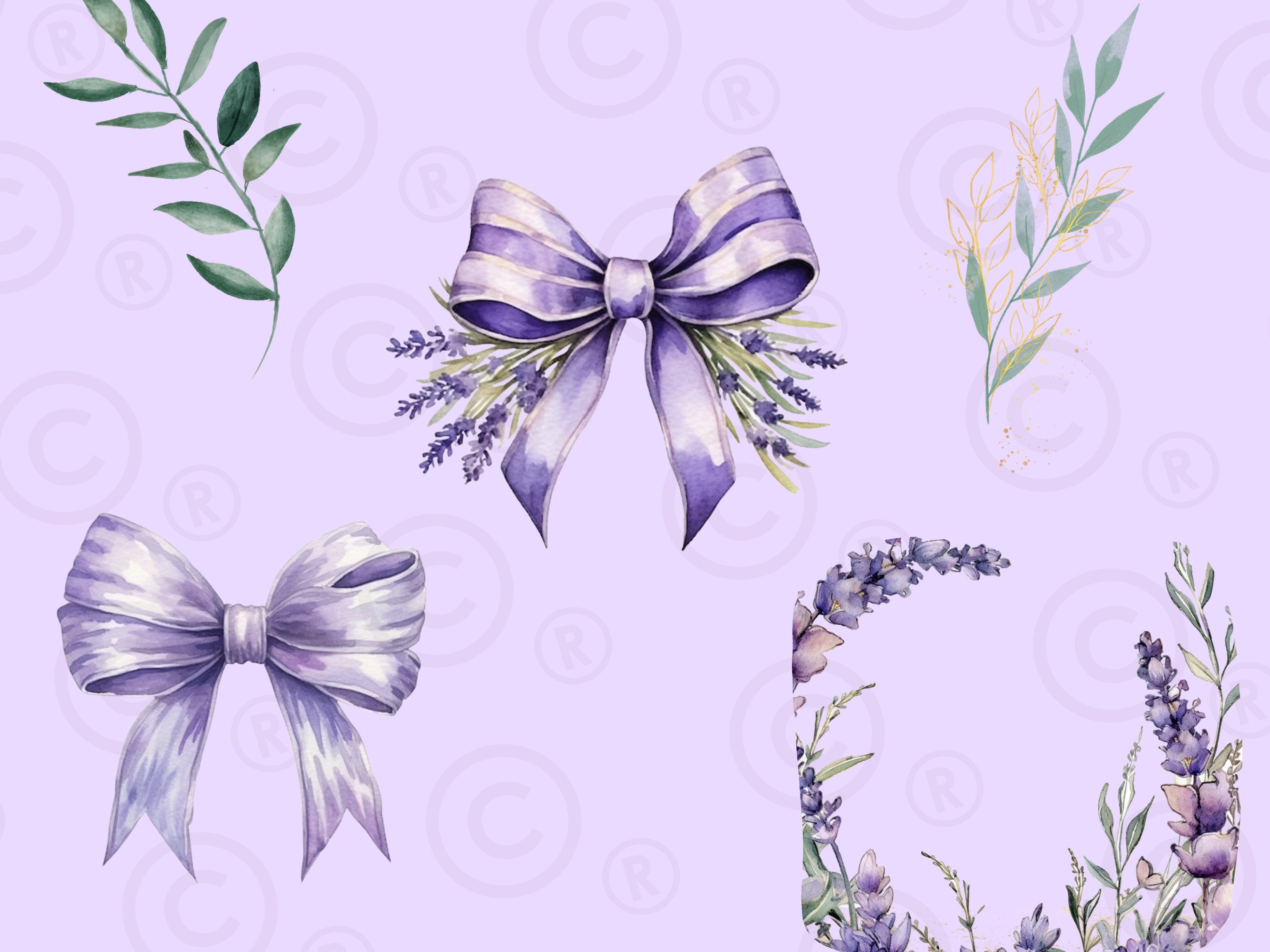 Watercolor Lavender Clip Art Commercial Use PNG Clip Art Floral Frames ...