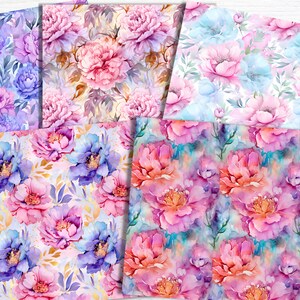 Digital Papers Peonies, Seamless Flowers, Repeating Patterns, Tiles ...