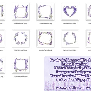 Clip Art Frames Lavender Watercolor Clipart Floral Purple Graphic ...