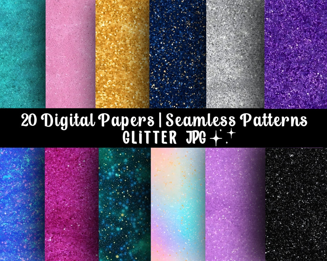 Digital Papers Glitter Seamless Patterns 300DPI Shiny Sparkles Gold ...
