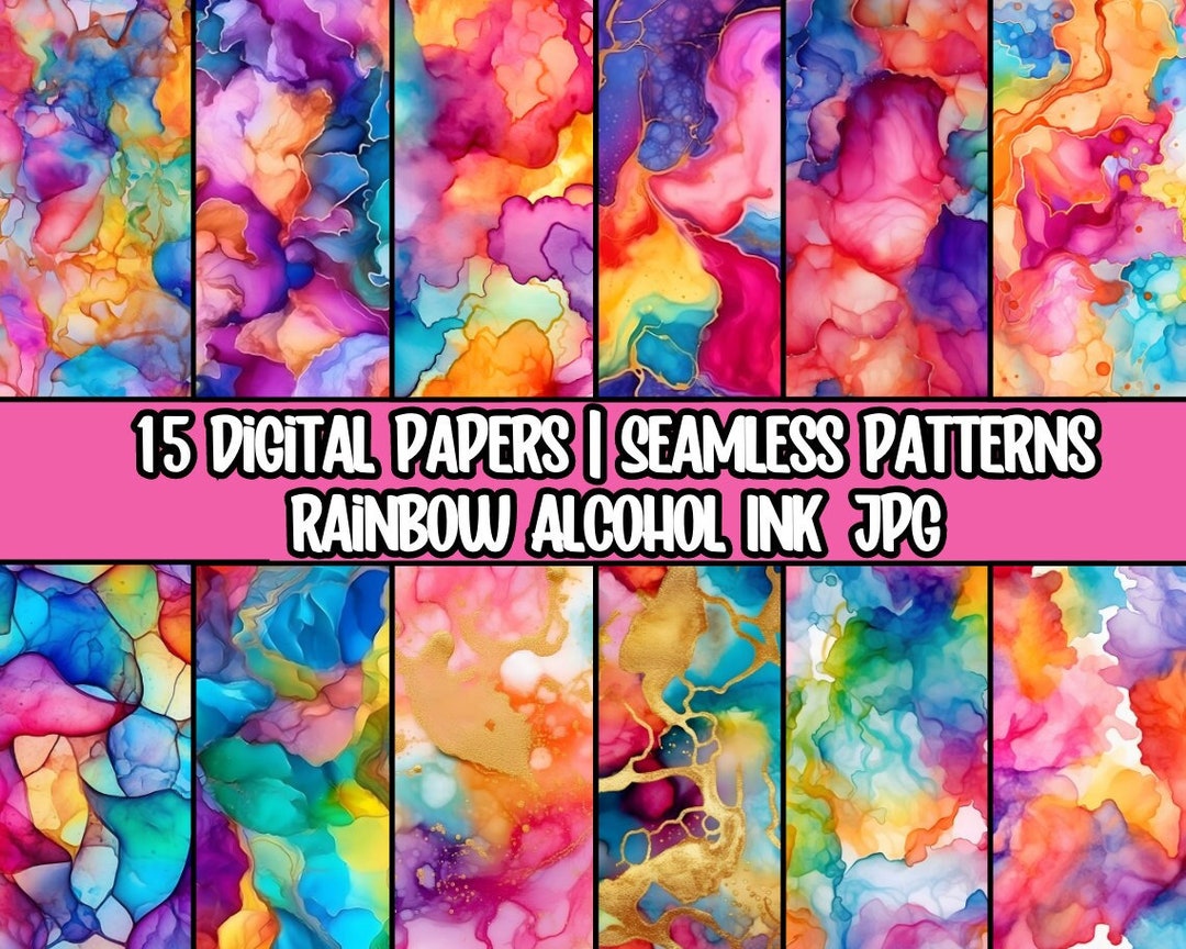 Rainbow Alcohol Ink Seamless Pattern Rainbow Digital Paper Alcohol Ink ...