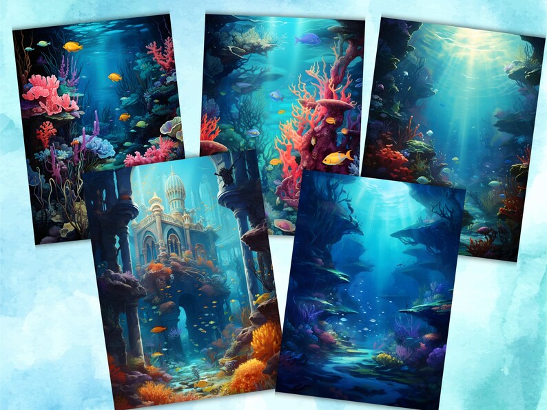 Enchanted Underwater Digital Papers Mystical Ocean Printable for ...