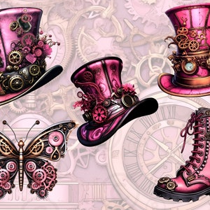 Clip Art Steampunk Pink 300DPI Transparent Background Free Commercial ...