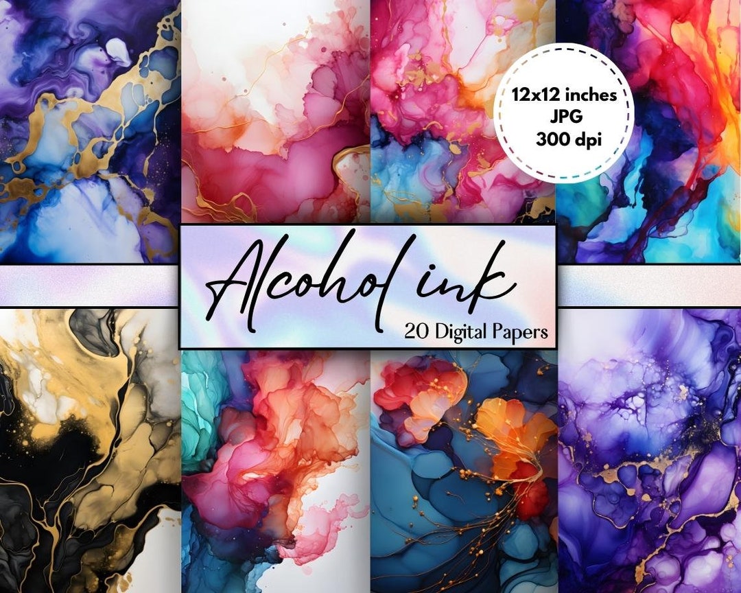 Alcohol Ink Digital Papers for Scrapbooking, Printing, Junk Journal ...