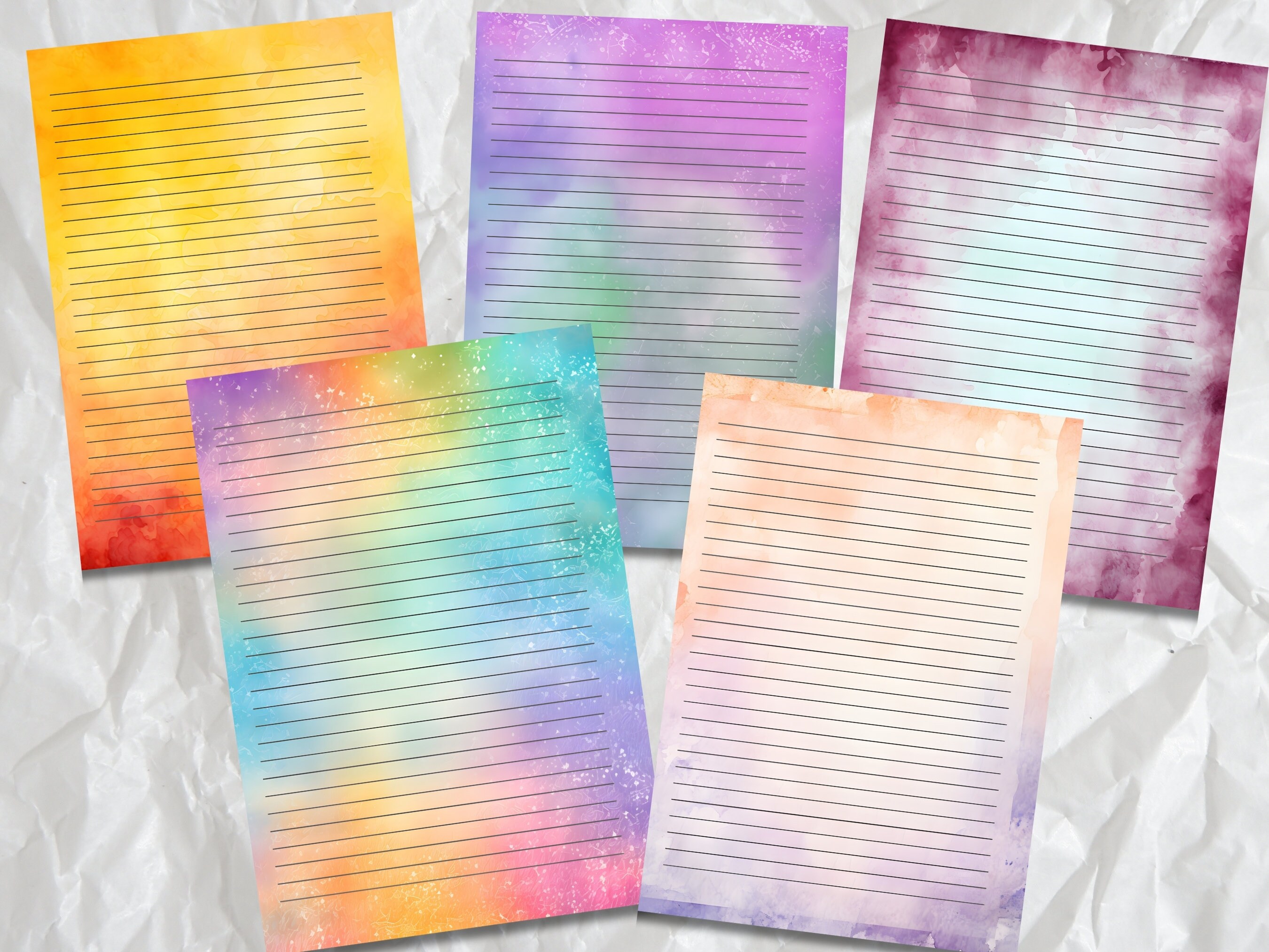 Watercolor Lined Digital Printable Portrait Paper Paper Pastel Texture ...