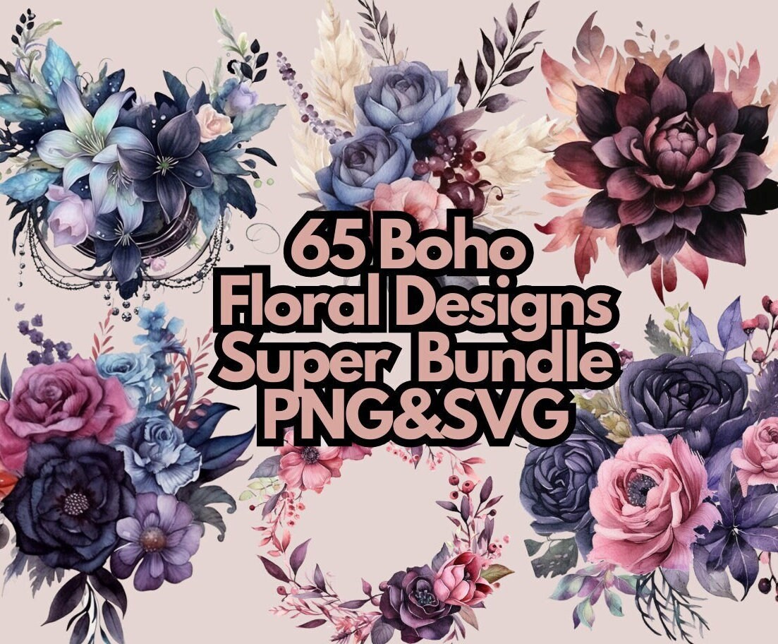 Clip Art Flowers Watercolor Floral Boho Clip Art Free - Etsy