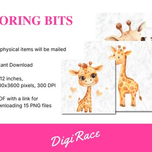 Clip Art Baby Giraffe, 300DPI, Free Commercial Use, Kawaii Png, Cute ...