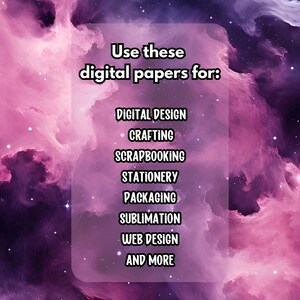 Galaxy Cosmic Digital Papers for Scrapbooking, Printing, Junk Journal ...