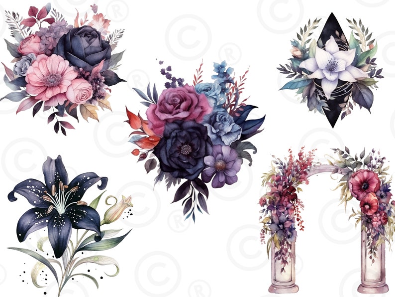Clip Art Flowers Watercolor Floral Boho Clip Art Free - Etsy