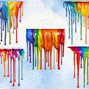 Clip Art Rainbow Drips 300DPI, Bright Design Tumbler Background, Png ...