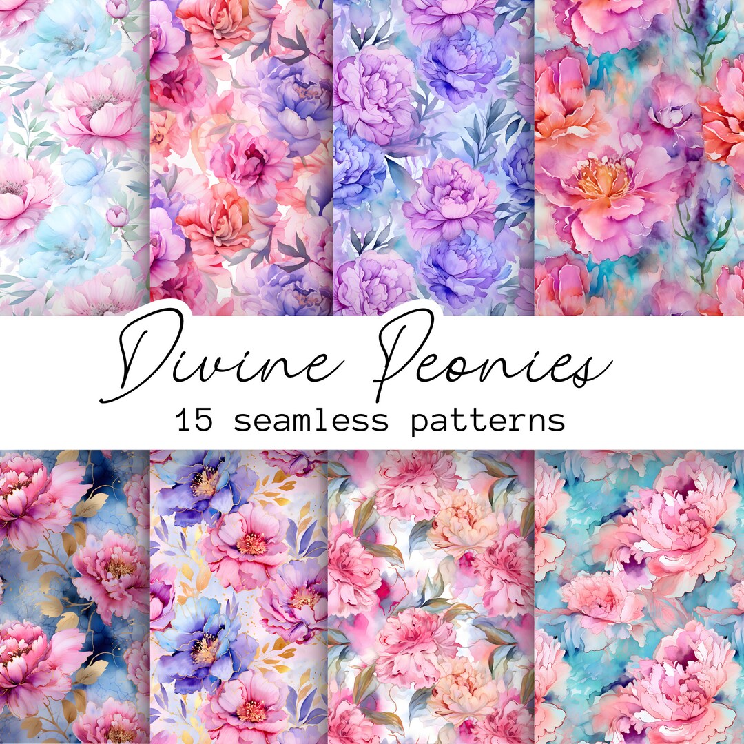 Digital Papers Peonies, Seamless Flowers, Repeating Patterns, Tiles ...