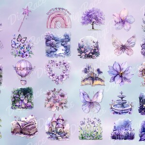 Clip Art Fairy Garden, Watercolor Clipart Bundle, Digital Download ...