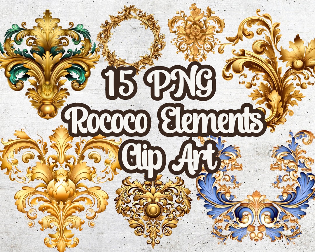 Clipart Rococo Gold Elements 300 DPI Transparent Background Free ...