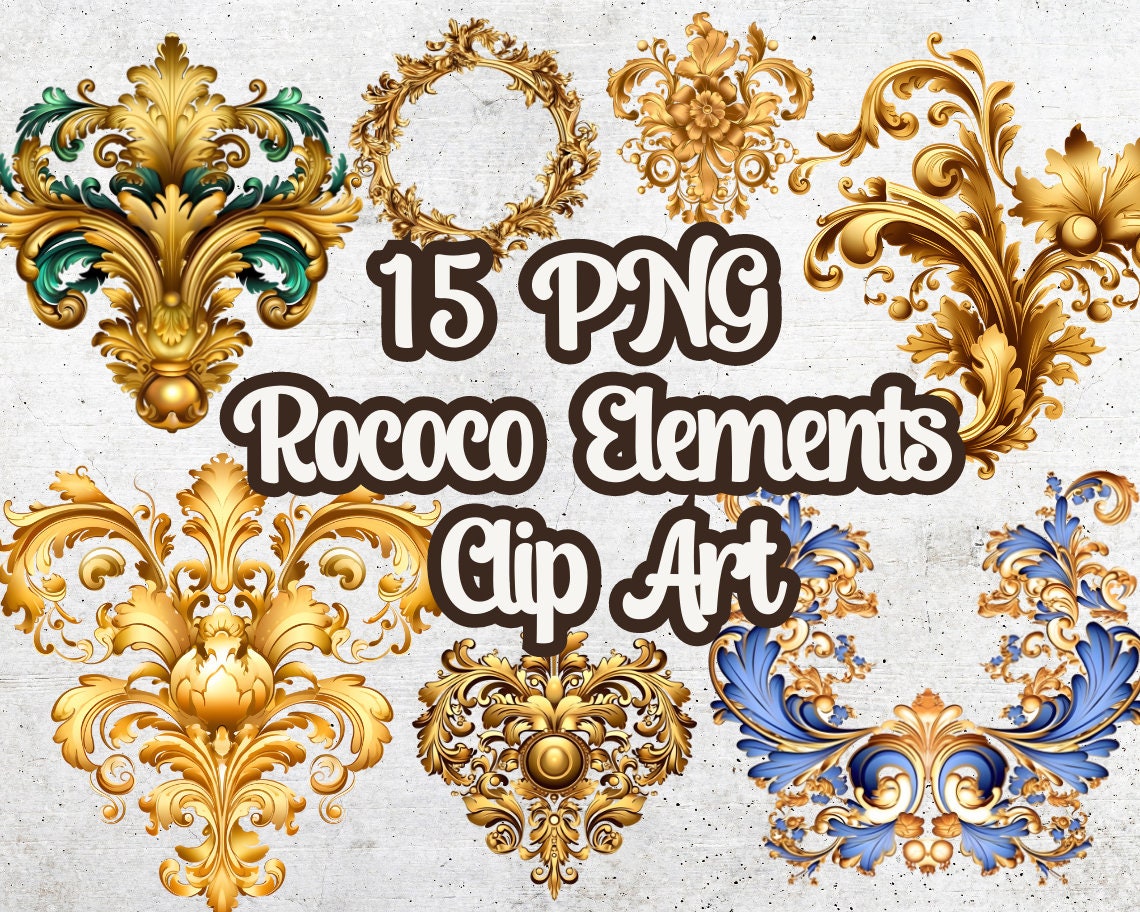 Clipart Rococo Gold Elements 300 DPI Transparent Background Free ...