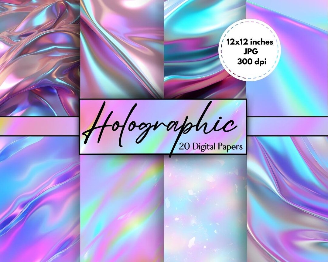 Holographic Digital Papers for Scrapbooking, Printing, Junk Journal ...