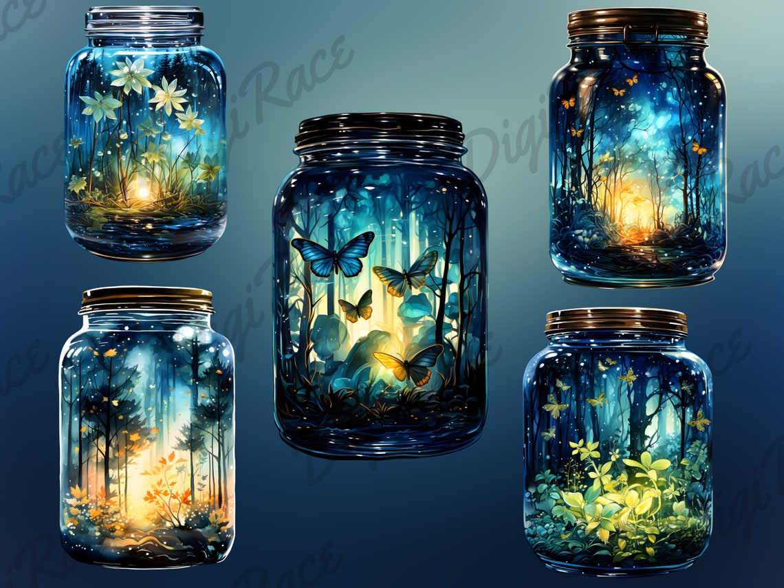 Clip Art Fireflies Butterflies Enchanted Forest Magical Clipart Bundle ...